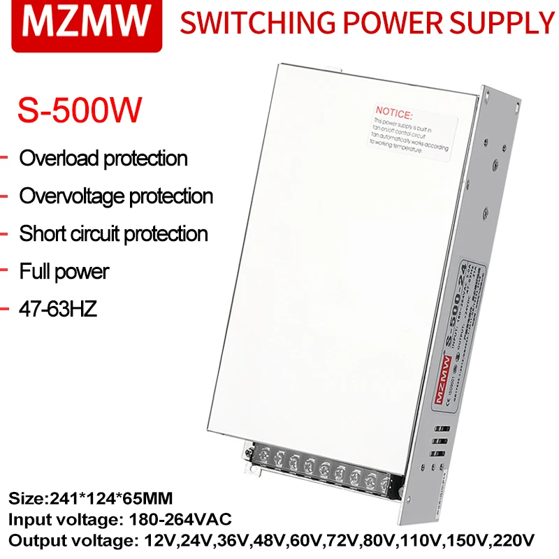 MZMW-S-500-Switching-Power-Supply-500W-5V-12V-24V-36V-48v-60V-72V-80V ...