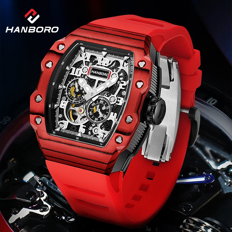 HANBORO Carbon Fiber Multifunction Calendar Display Imported Movement ...