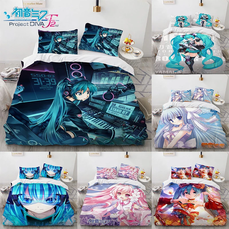 Anime-Hatsune-Miku-Bedding-Set-Kawaii-Quilt-Cover-Pillowcase-Harajuku ...