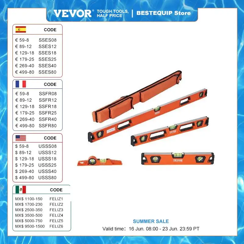VEVOR-Magnetic-Torpedo-Level-48-24-16-10-in-Mechanical-Level-Set-Bubble ...