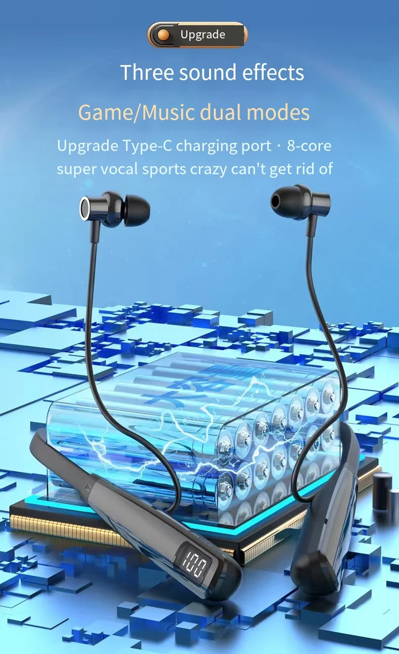 Y10 Bluetooth headset neck halter type wireless sports super long ...