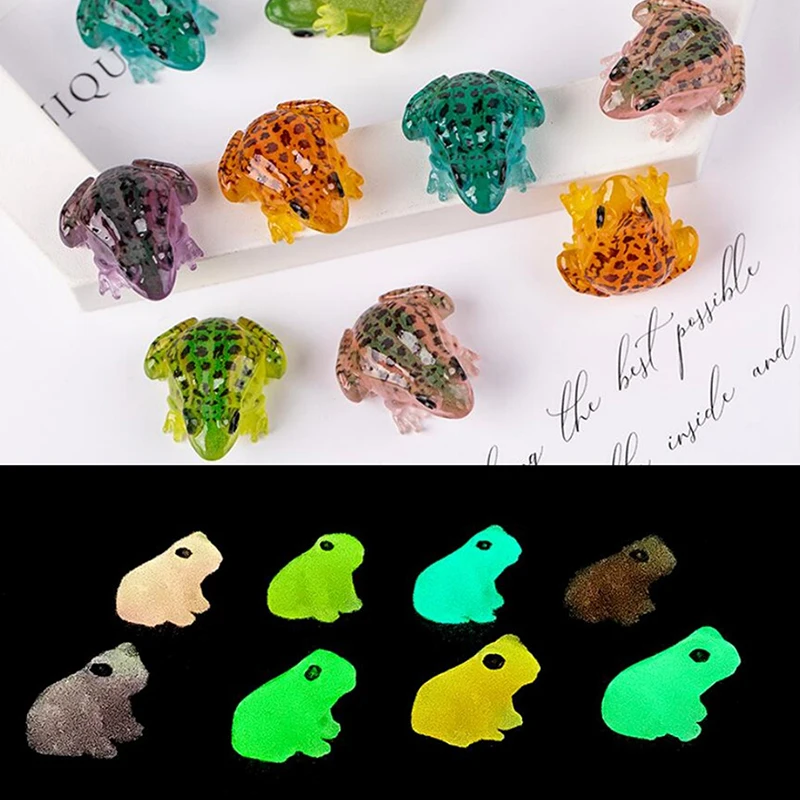 5Pcs/lot Luminous Frog Figurines Landscape Gifts Resin Miniature Frogs ...