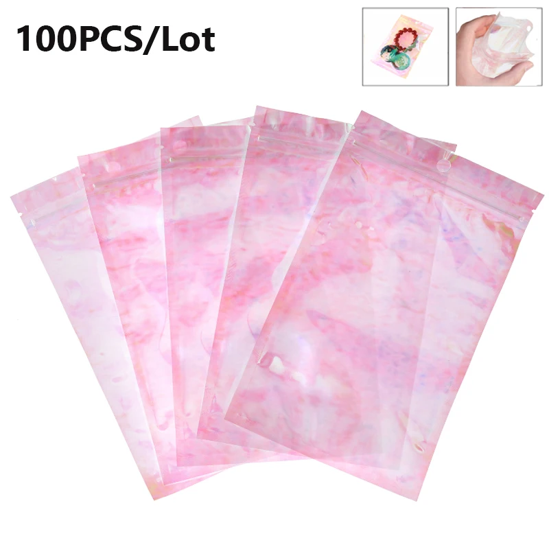 100pcs-Bubble-MailersTranslucent-Laser-Zip-Lock-Bags-Holographic ...