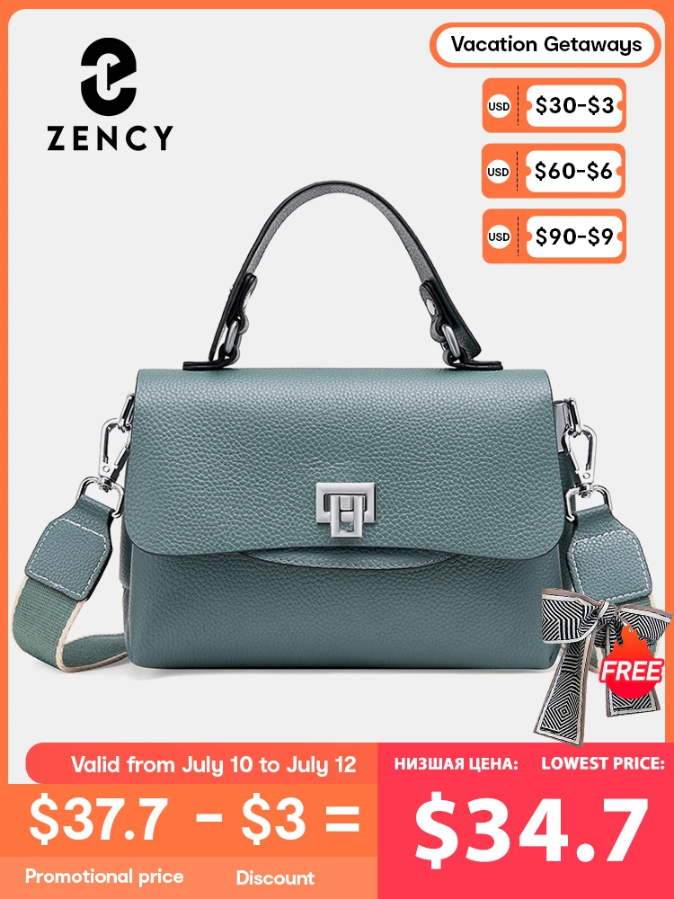 Zency Genuine Leather Top-handle Bag For Women Simple Fashion Envelope ...