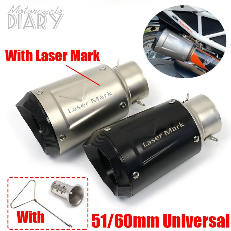 51mm 60mm Universal Laser Racing Motorcycle Exhaust DB Killer Pipe ...