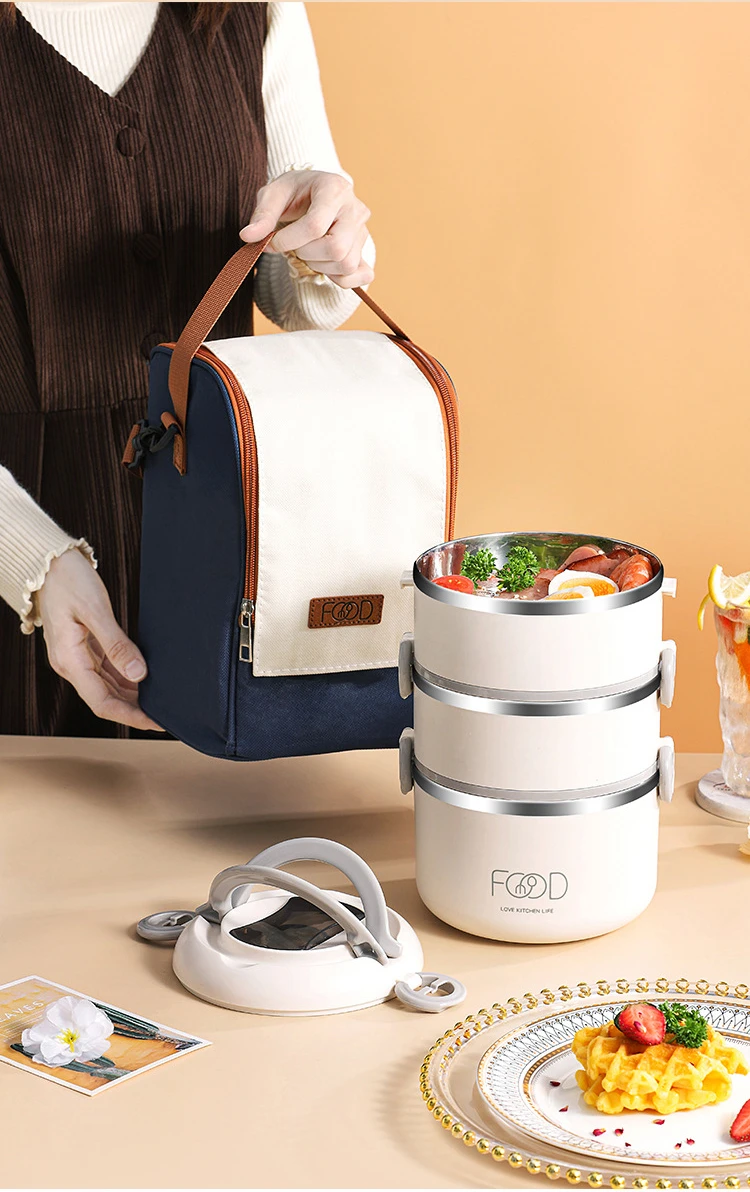 BOITE A REPAS,Three layers-White--Vaisselle De Cuisine Pour Adulte ...