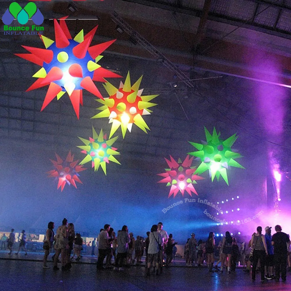 1.5mD Led Lighting 16colors Changing Inflatable Star Balloons For ...