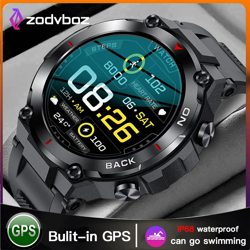 Gps relógio inteligente homem 1.32 "ips tela monitor de saúde longa ...