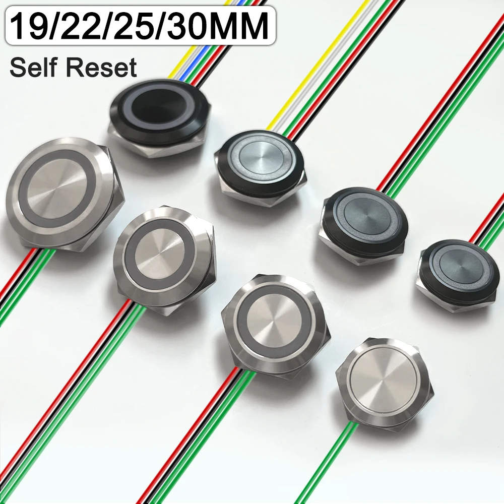 19-22-25-30MM-Ultra-Short-Metal-Push-Button-Switch-with-Wire-Waterproof ...