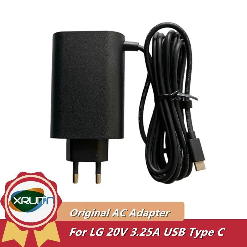 Genuine 65W USB Type C 20V 3.25A Portable AC Adapter Fast Power Charger ...