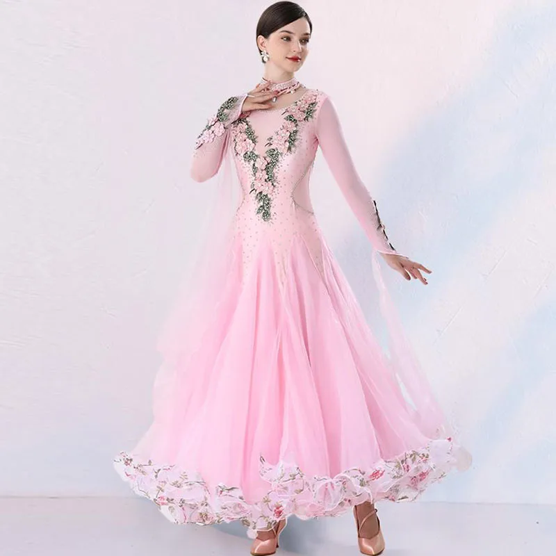 Pink-Ballroom-Dance-Competition-Dress-Custom-2023-New-Rhinestones-Women ...