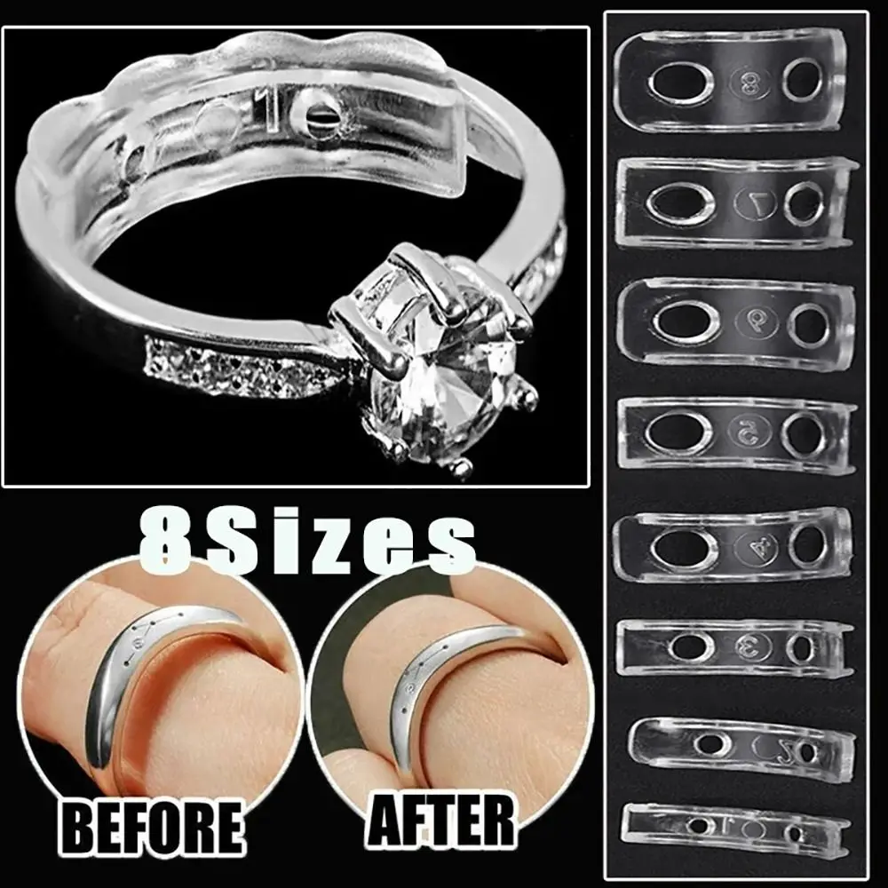 8Pcs Ring Size Adjuster for Loose Ring Silicone Invisible Clear Ring ...
