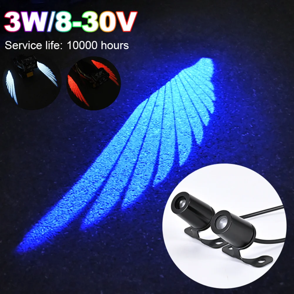 2Pcs Motorcycle Angel Wings Wireless Car Door LED HD Welcome Courtesy ...