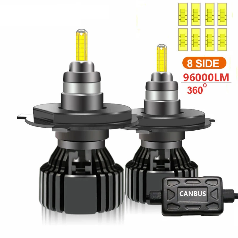 2PCS 360 Canbus 96000LM 120W H4 H11 LED 9012 HIR2 H7 H1 H3 H8 D1S D2S HB3 9005 HB4 9006 Levou ...