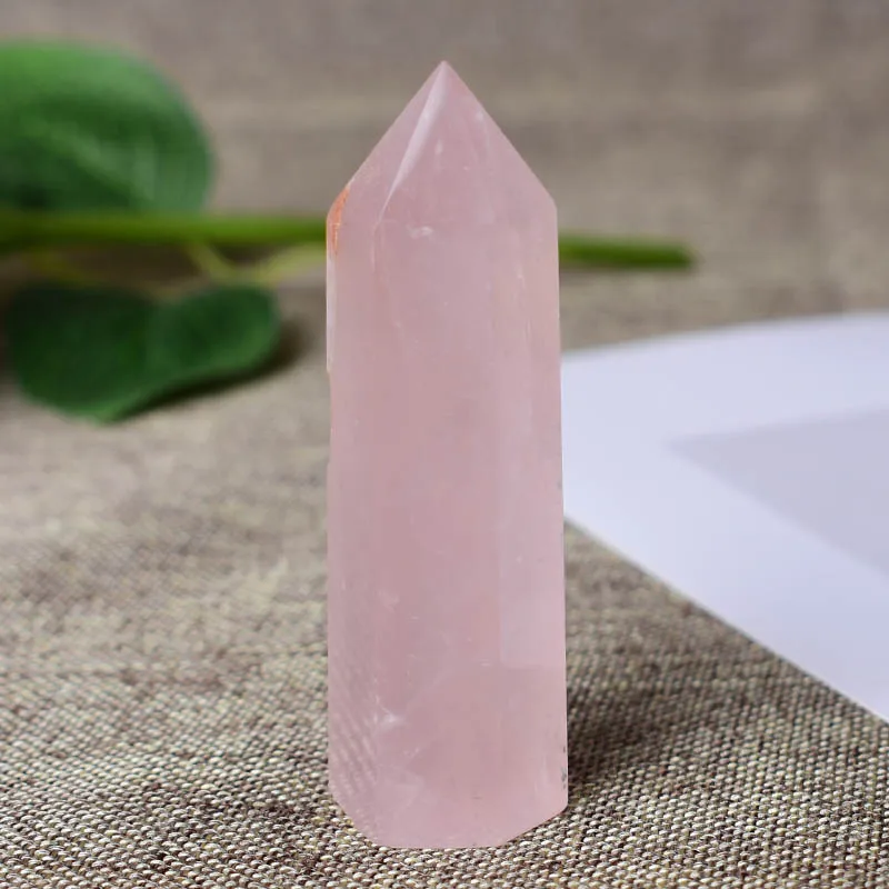 1PC-Natural-Crystal-Rose-Quartz-Crystal-Point-Wand-Meditation-Healing ...