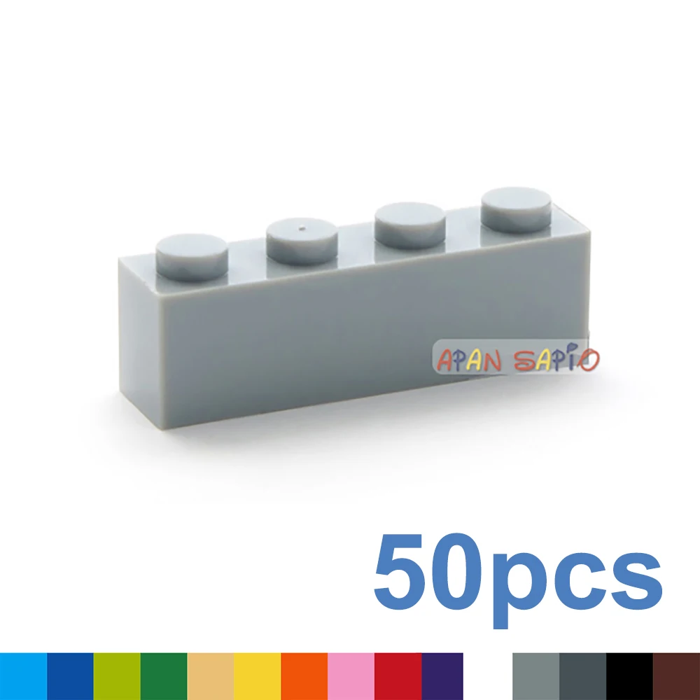 50pcs DIY Building Blocks thick 1x4 16Color Assemblage Educational kids ...