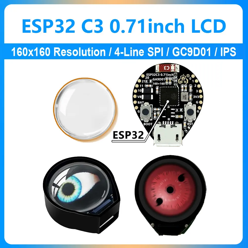 ESP32-C3-Round-LCD-Development-Board-IPS-Electronic-EYE-0-71inch-160-160Pixels-Display-Watch ...