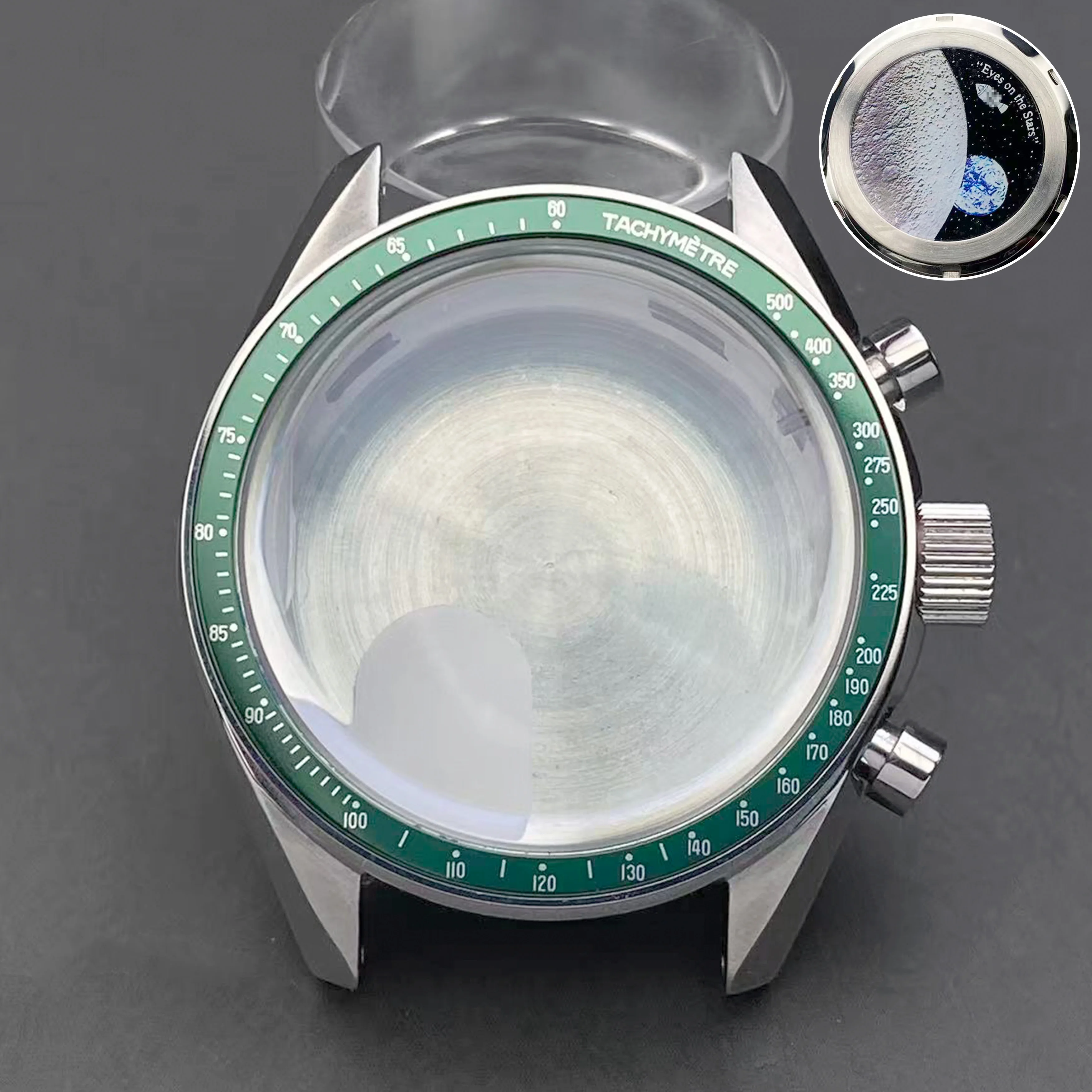 VK63 case 39.7mm Sliver Stainless Steel case Moon metal back cover ...