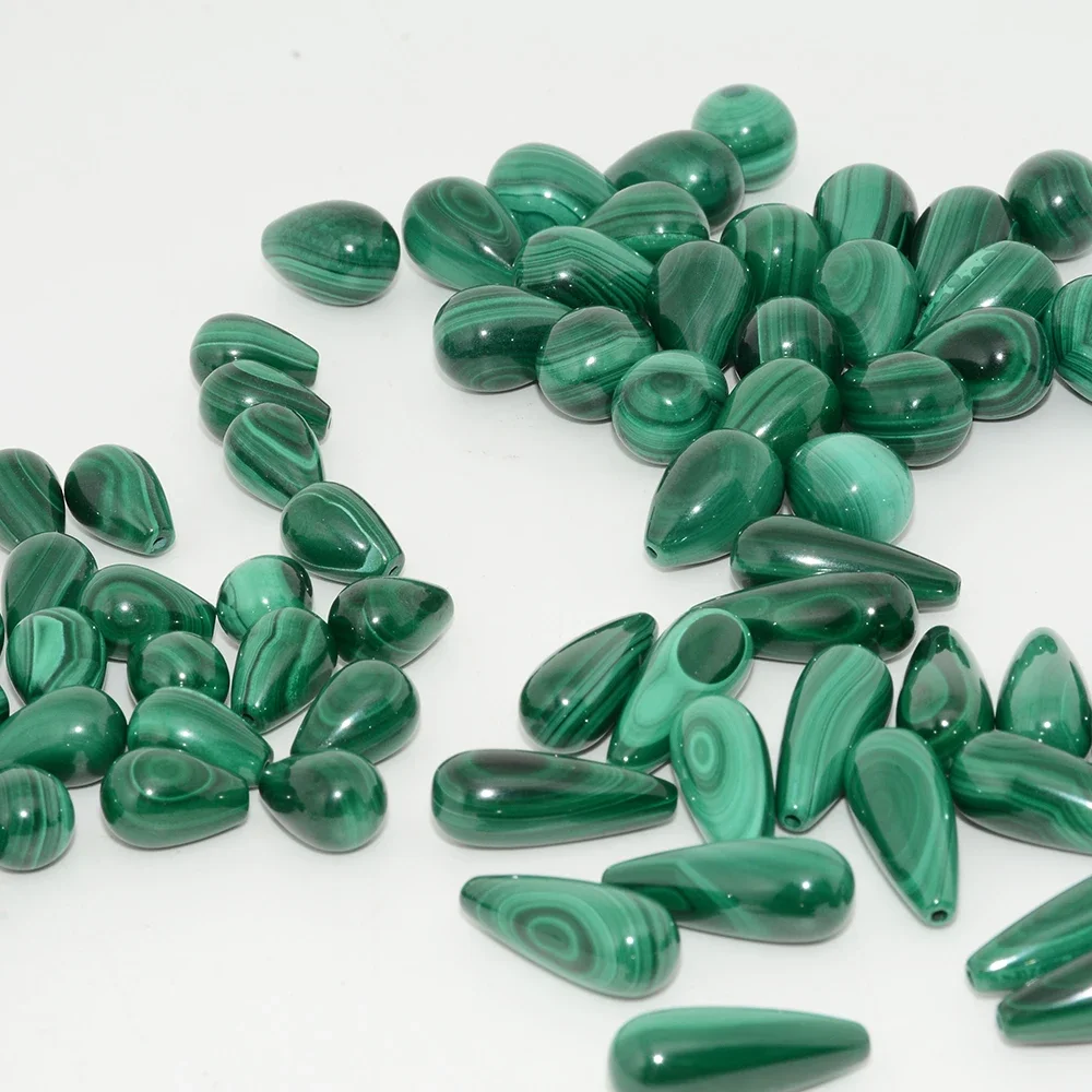 Natural-Malachite-Half-Drilled-Round-Water-Drop-Beads-8x15mm-10x15mm ...