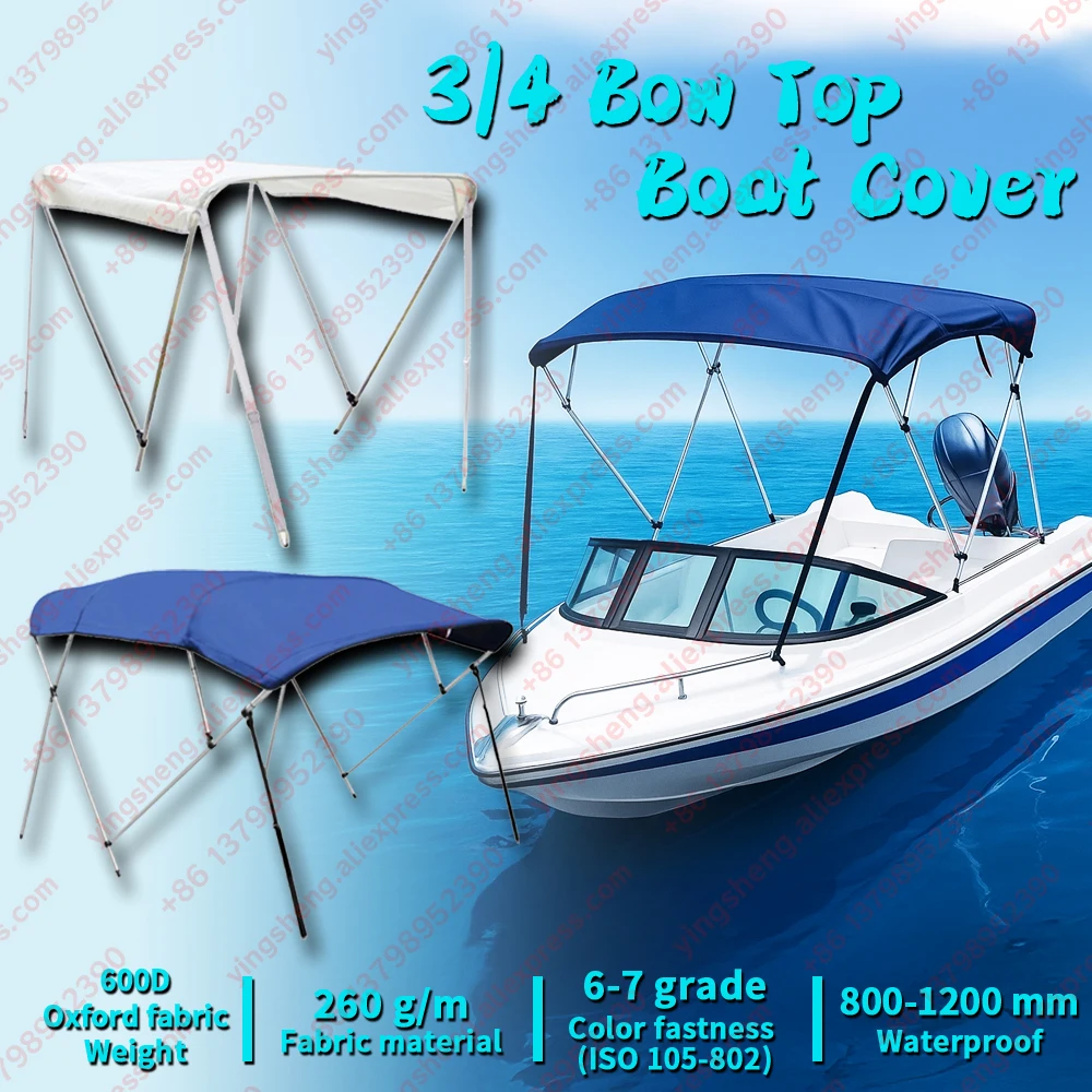 3/4 Bow Bimini Top Boat Cover,600D Polyester PU Coating Canopy Canvas ...