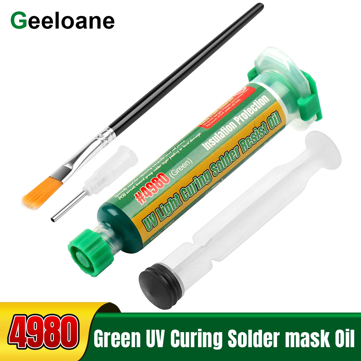 GEELOANE-10cc-Green-UV-Light-Curing-Solder-mask-Oil-Syringe-UV-Curing ...