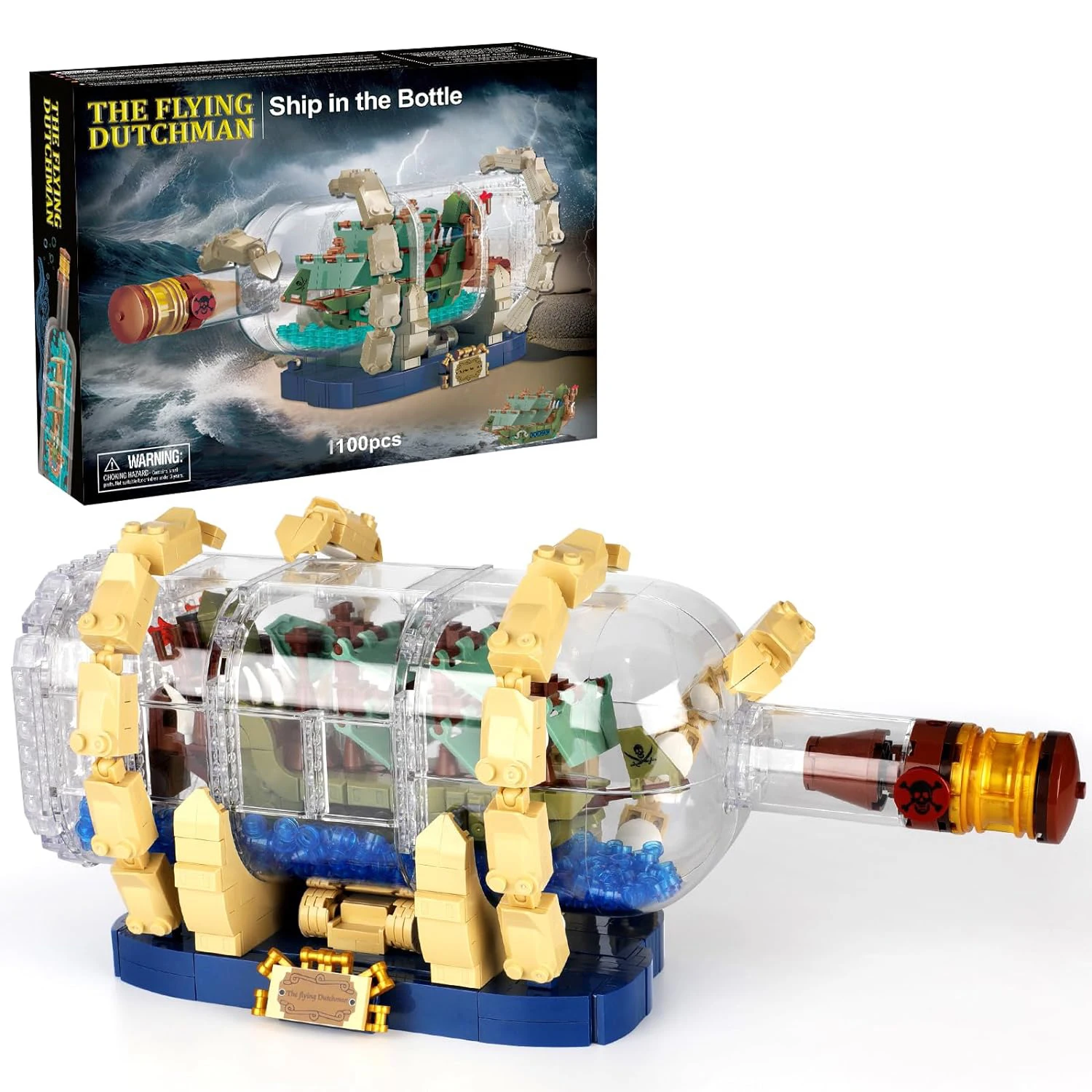 1110PCS-Pirate-Ship-In-The-Bottle-Building-Blocks-Flying-Dutchman-Model ...