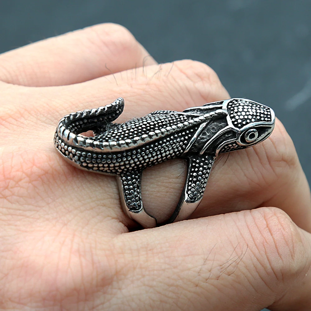 Stainless Steel Chameleon Ring | Stainless Steel Lizard Rings - Vintage ...