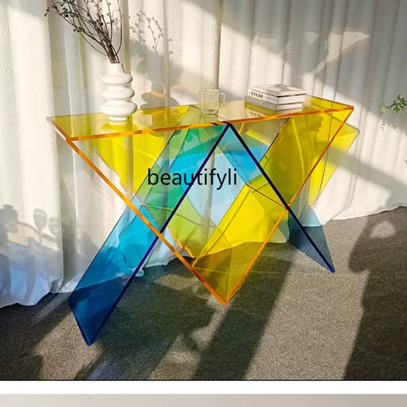 yj-Acrylic-Color-Console-Tables-Minimalist-Creative-Wall-Geometric-Art ...