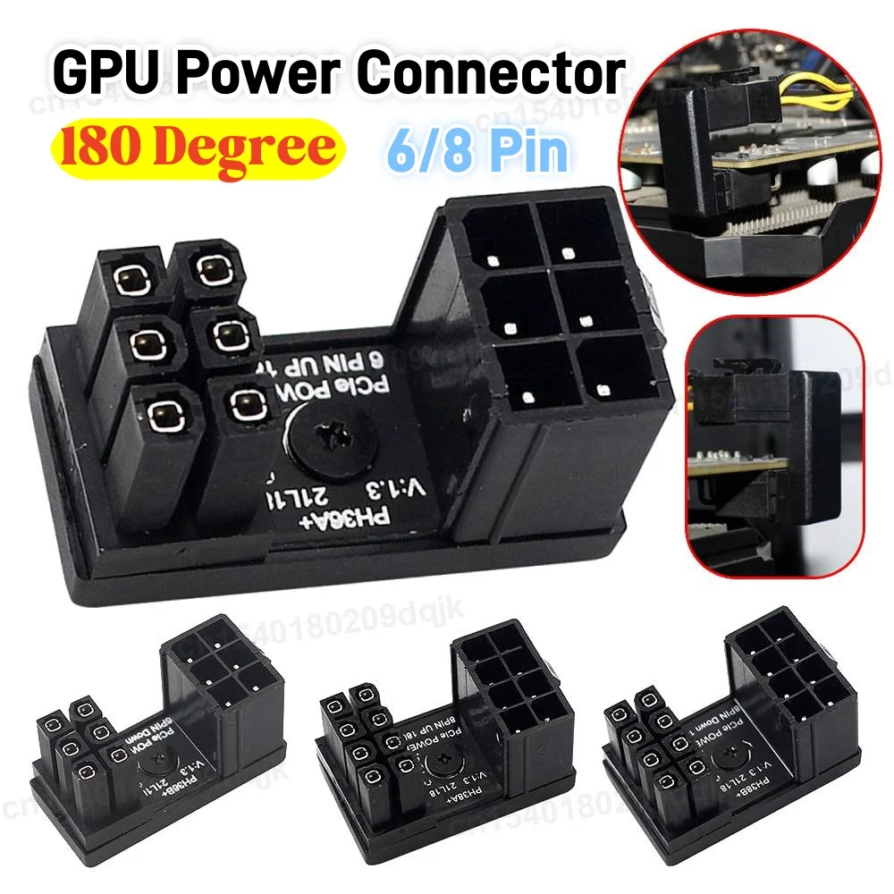 Graphics Card Power Supply Adapter Elbow 180 Degree GPU PSU Steering ...