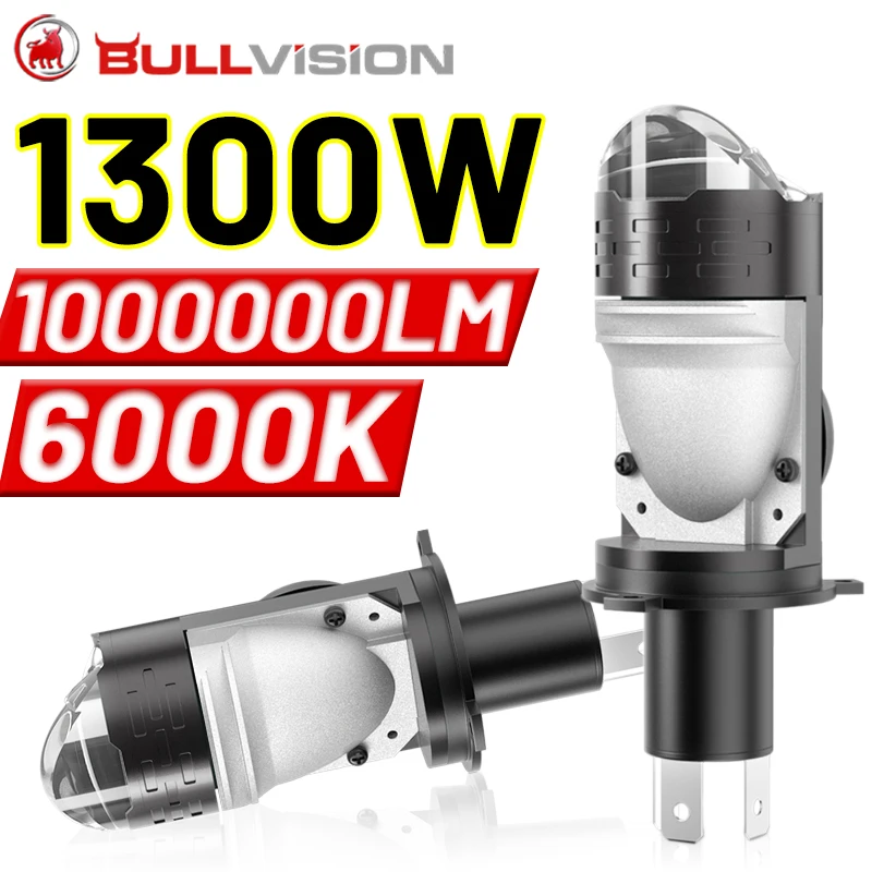 Bullvision-2PCS-H4-LED-Mini-Projector-Lens-1000000LM-1300W-CSP-Chip-STG ...