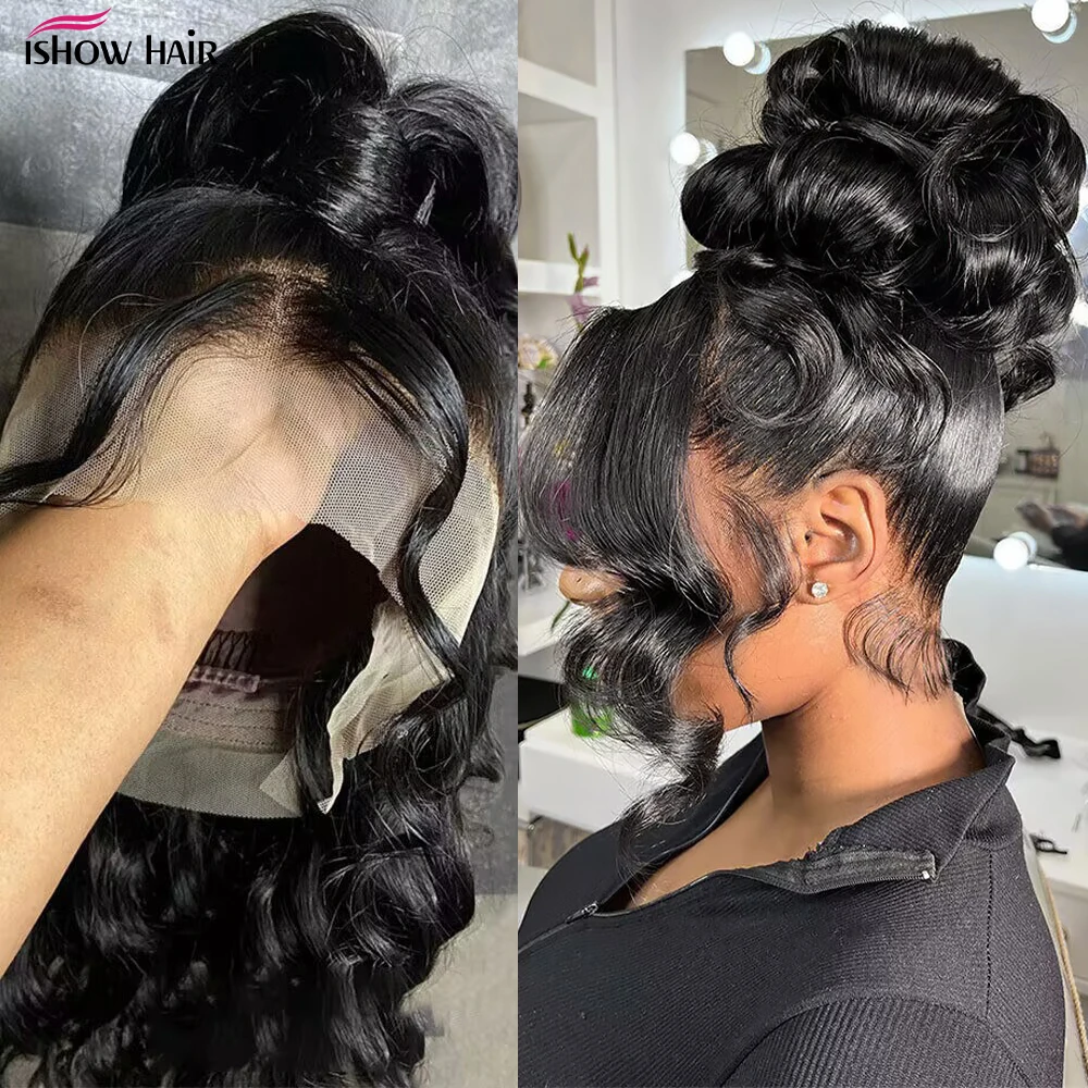 Isshow Full Lace Cabelo Humano Perucas HD Transparente Lace Frontal ...