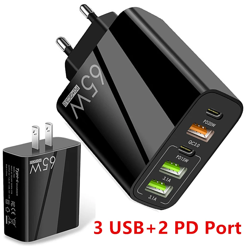 USB-C-Charger-Fast-Charging-65W-USB-Type-C-Charger-PD-QC3-0-Mobile ...