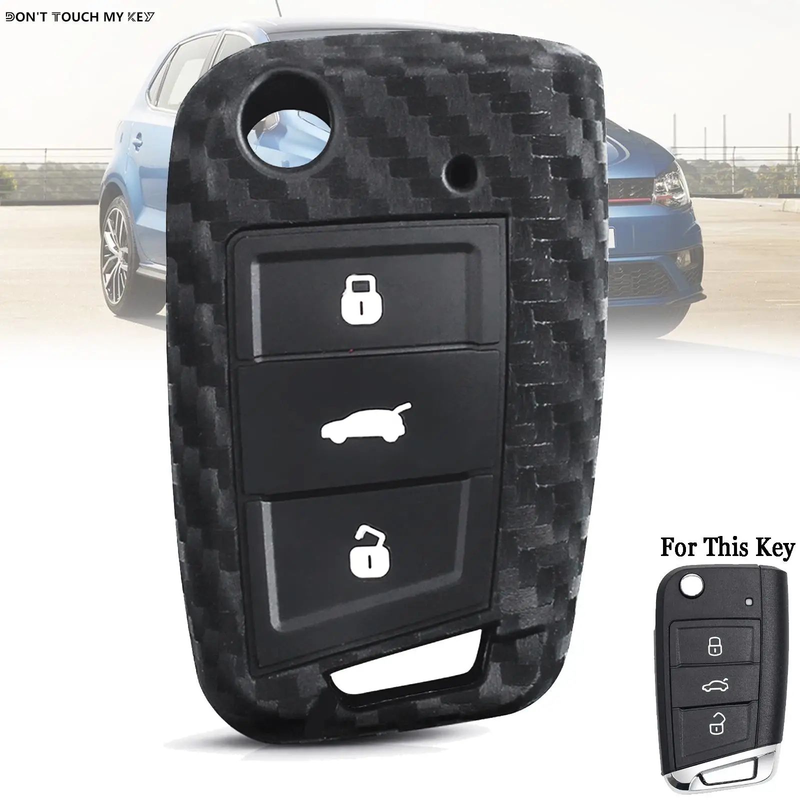 Carbon-Fiber-Silicone-Remote-Car-Key-Cover-Rubber-Protection-Shell-For ...