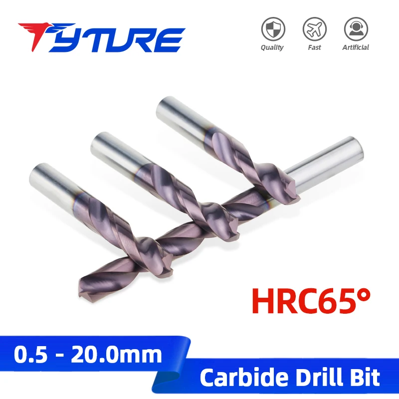 TYTURE brocas de carburo de tungsteno HRC65 °, herramientas de perforación de acero, CNC ...