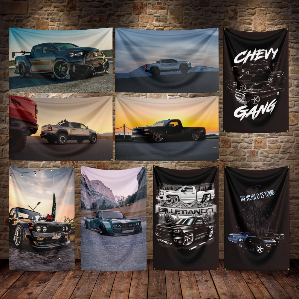 Lile-Lowriders-Old-Truck-Flag-Polyester-Digital-Printing-Retro-Car ...