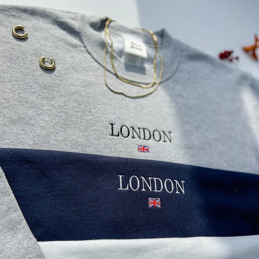 Union Jack Vintage Style Unisex Embroidered Crewneck Pullovers Autumn ...