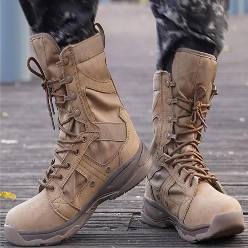 Yeddamavis New Summer Hight-top Combat Boots Men's Lightweight Military ...