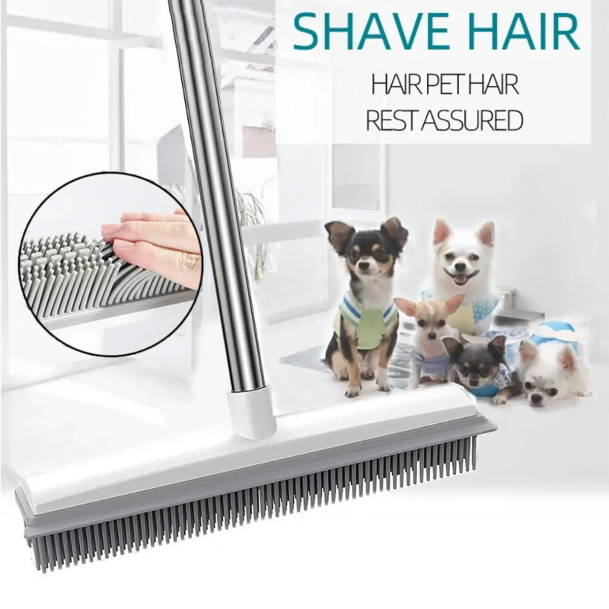 Scratch-Brush-2-in-1-Broom-Soft-Rubber-Carpet-Rake-with-Long-Handle-Pet ...