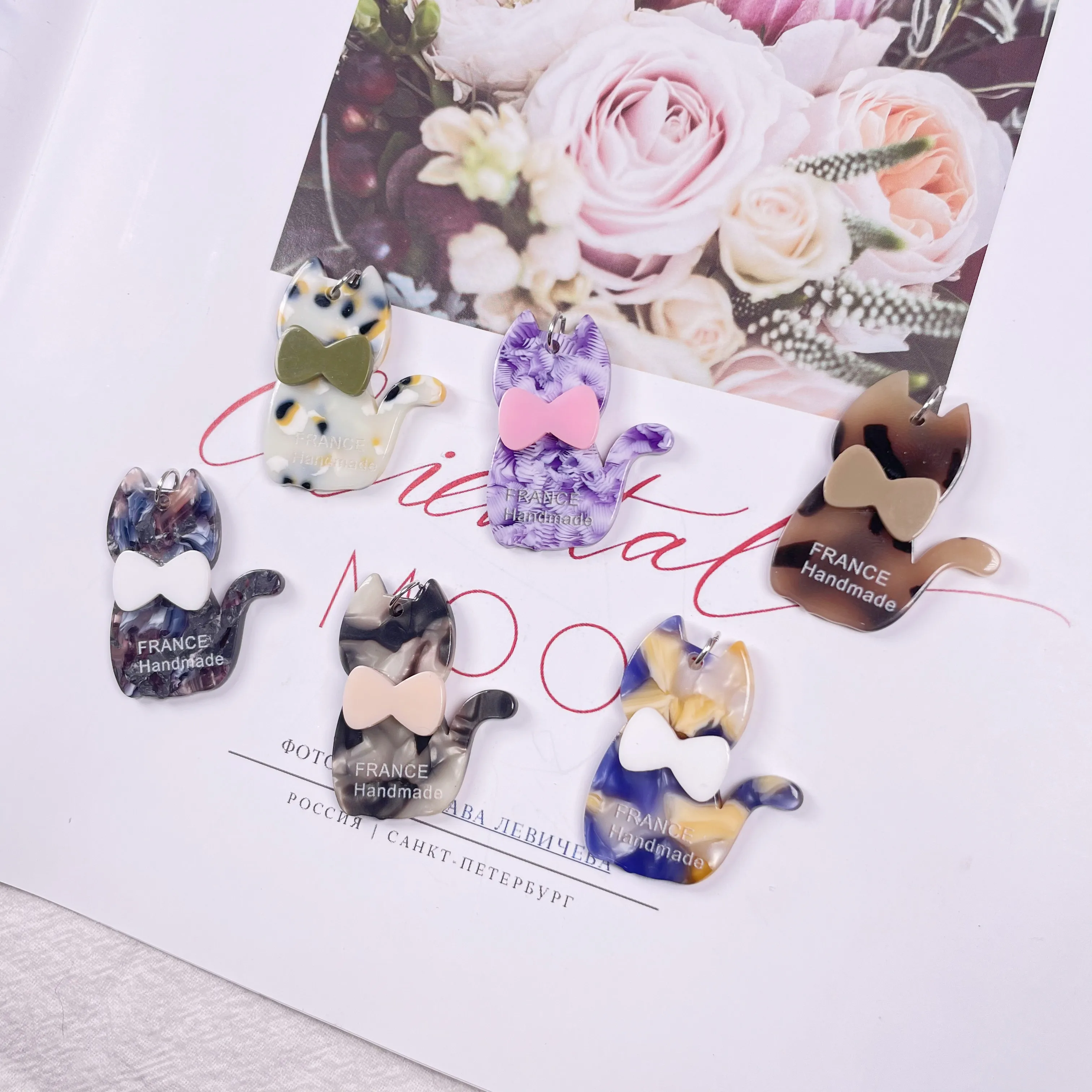 4-pieces-lots-fashion-acetate-cat-shaped-charm-Pendant-DIY-brooch ...