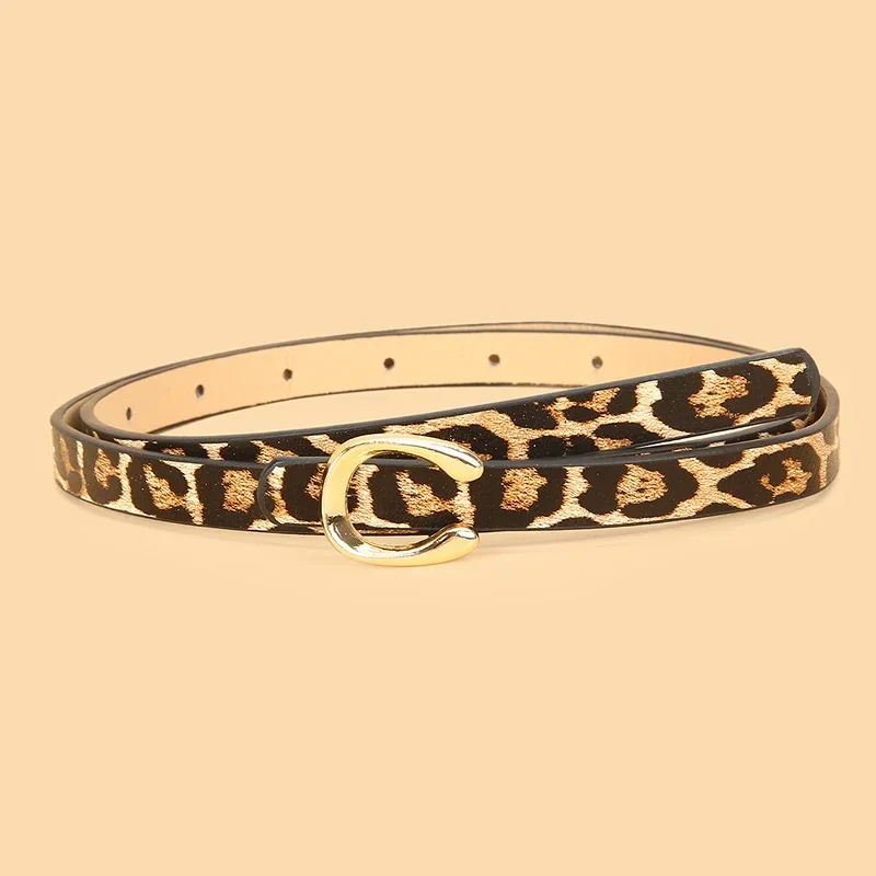 1pcs Set of Leopard Print And Letter Print Belt, with U-Shaped Alloy ...