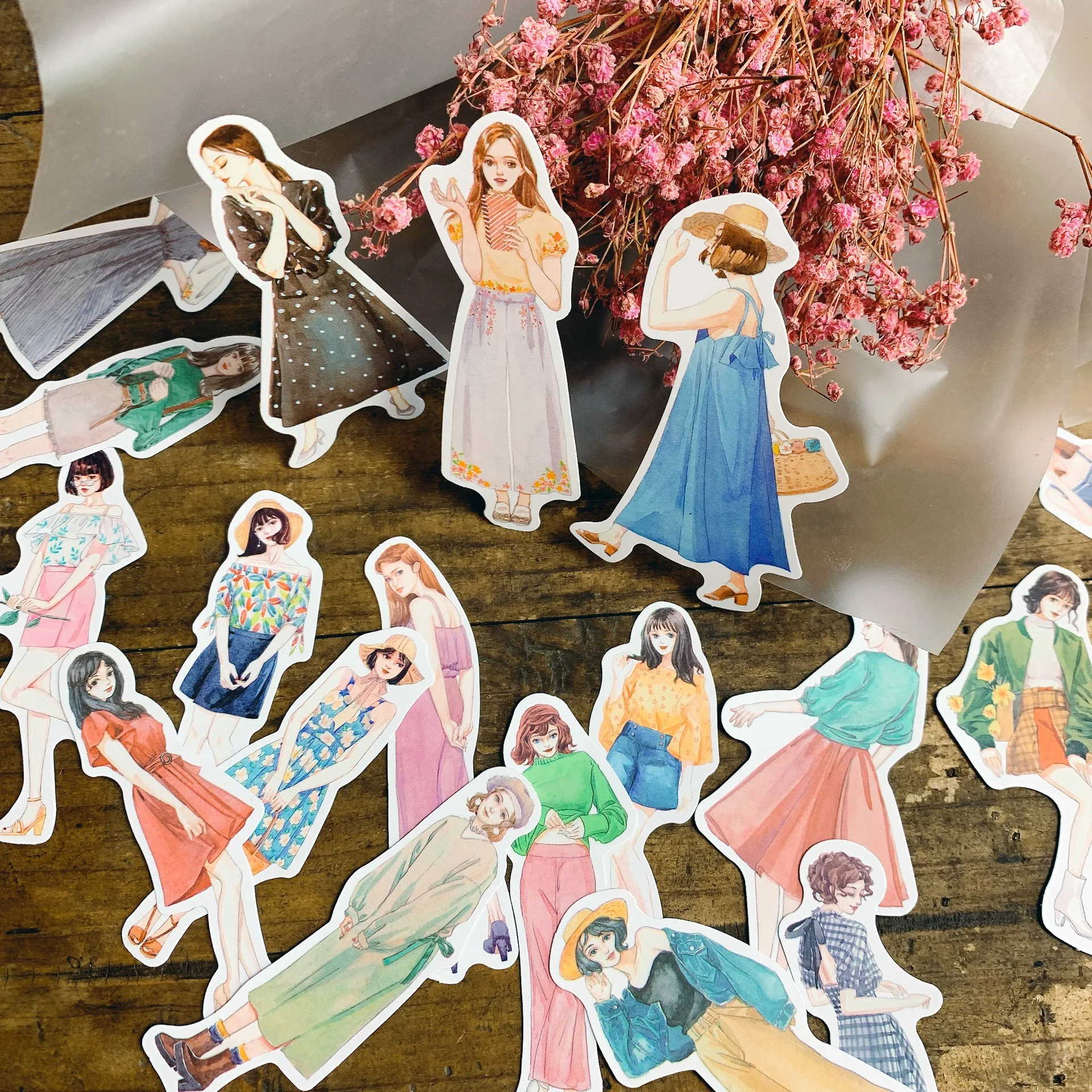 100pcs Fashion Girl Dressing Material Stickers Pack Scrapbooking Junk ...