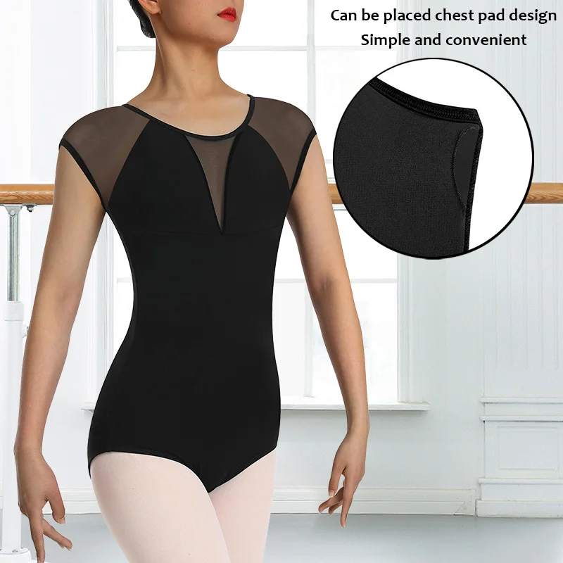 Women's Short Sleeve Durable Elastics Mesh Ballet Dance Leotard with ...