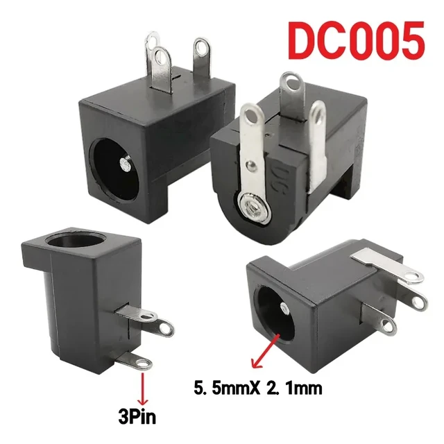 DC Power Jack 10 Pack 5.5x2.1mm S – PCB Mount Barrel Socket Connectors ...