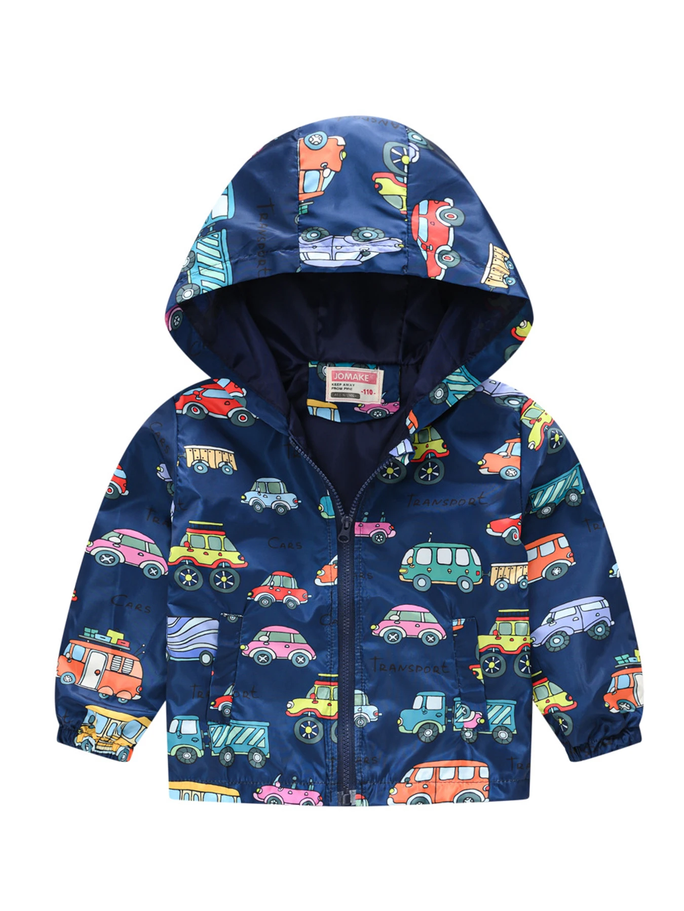 Boys Cartoon Dinosaur Print Zipper Hooded Jacket, Cardigan Collar ...
