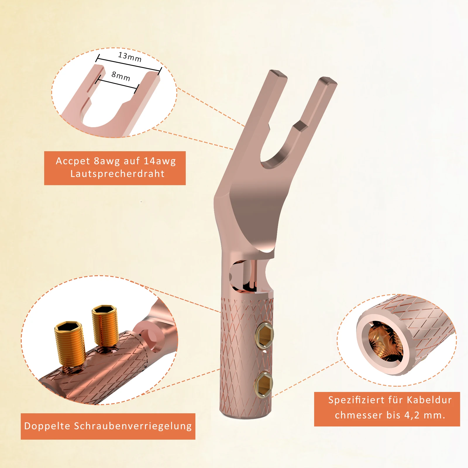 Monosaudio-8Pcs-Pure-Copper-Y-Plug-45-Degree-No-Welding-Speaker-Banana ...