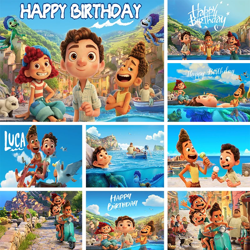 Disney-Luca-Happy-Birthday-Backdrop-For-Baby-Shower-Kids-Summer-Italian ...