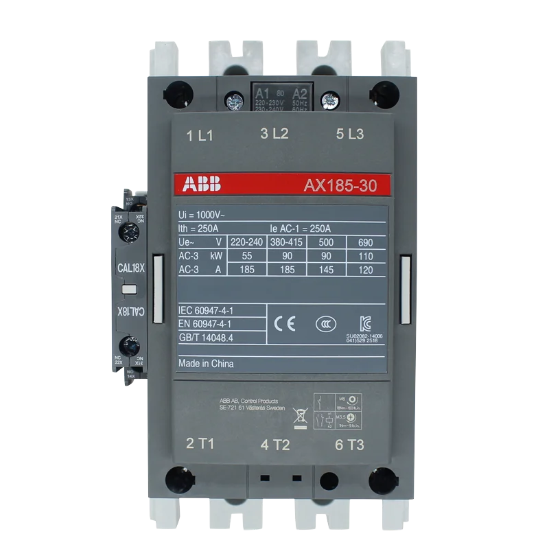 ABB 3-ploe contactors AX series 1NC & 1NO 50HZ/60HZ 24V~440V 185A AX185-30-11