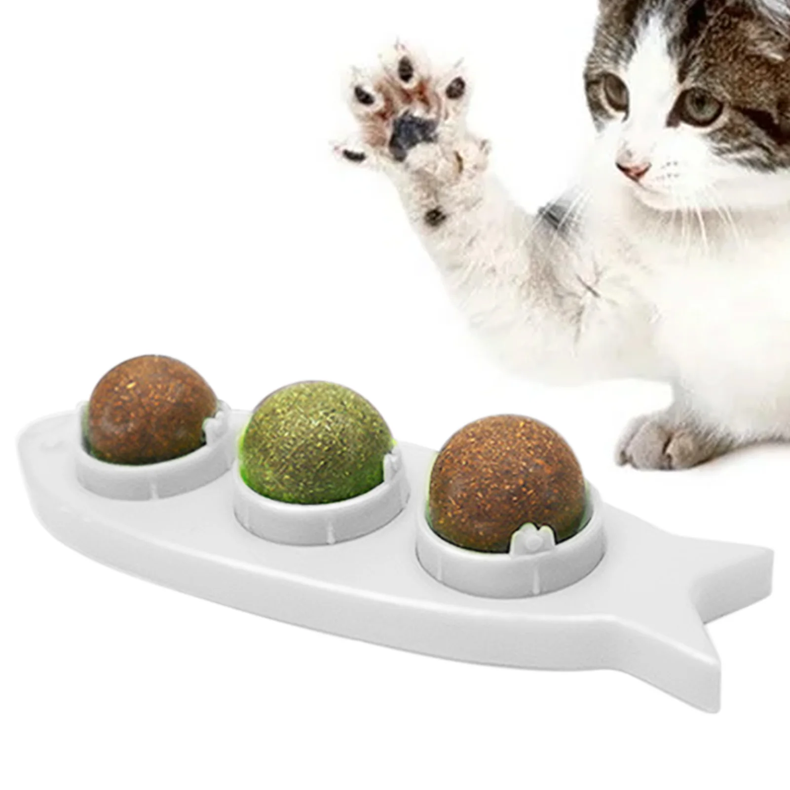 3-in-1-Catnip-Toys-Balls-Rotatable-Cat-Snack-Edible-Balls-Fish-Shape ...