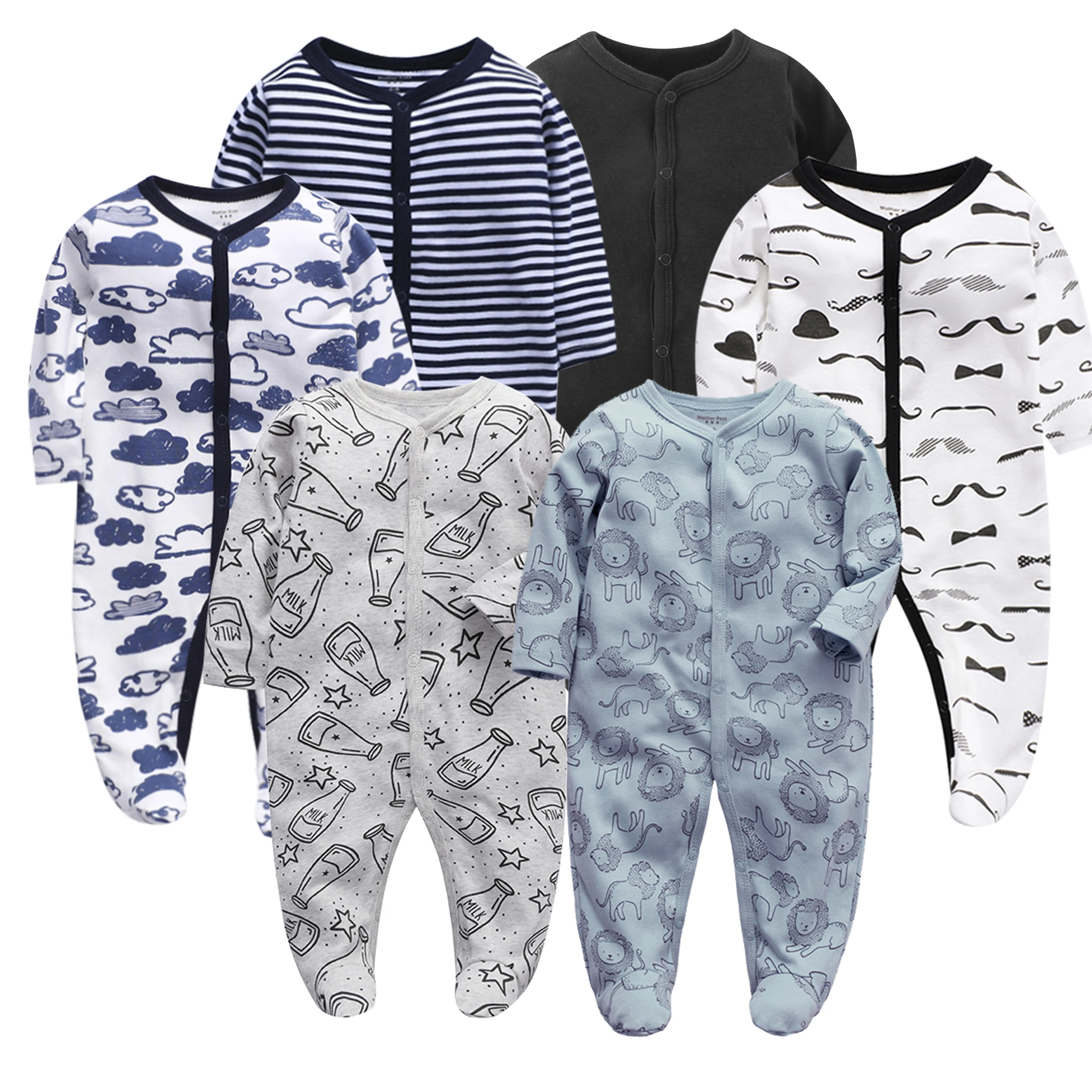 Baby Boys Girls Bodysuit Long Sleeve 100% Cotton Baby Clothes 0-12 ...