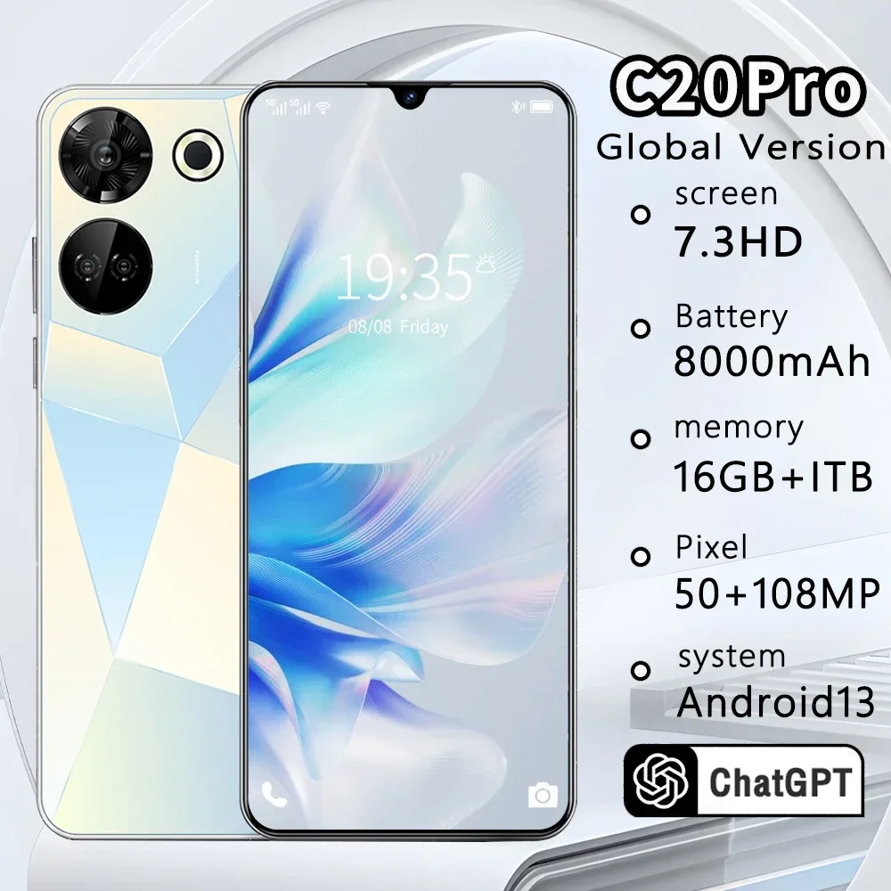 Global-C20-PRO-pantalla-7-3HD-16GB-1TB-8000Mah-50MP-108MP-Dual-Sim-5G ...